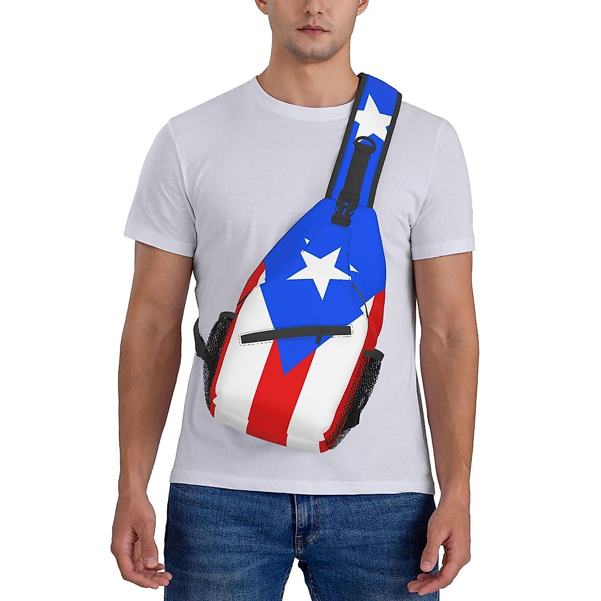Puerto Rico Flag Sling Crossbody Backpack Bag Chest Bag For Men Women Travel Hiking Daypack