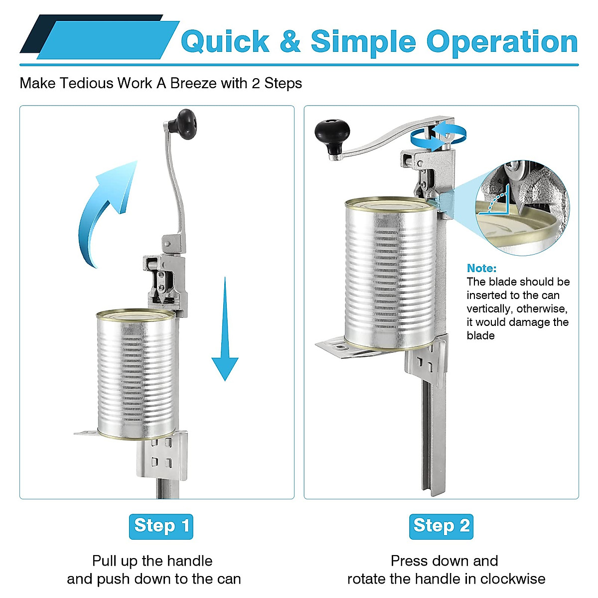 IRONWALLS Commercial Can Opener Heavy Duty, 24.6” Manual Can Opener for Large Cans Up to 17.7”, Tabletop Industrial Can Opener with Stainless Steel Blade for Restaurants, Bars, Canteens