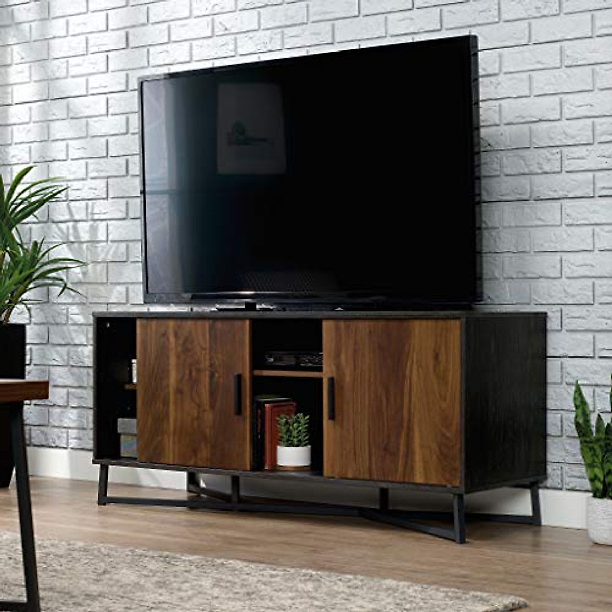 Sauder Canton Lane Credenza, L: 53.98" x W: 17.99" x H: 24.21", Brew Oak Finish