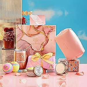 Birthday Gifts Basket for Women, Relaxing Spa Gift Box Basket For Her Mom Wife Sister Coworker, Unique Happy Birthday Bath Insulated Tumbler Set Gift Ideas, Personalized Thank You Gifts for Friends