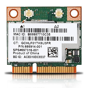 Mini PC-E Wireless Network Card,Bluetooth 4.0 300Mbps 2.4 and 5 GHz Dual-Band PCI-E Wireless LAN Card,Suitable for Broadcom BCM943228HMB,Suitable for Windows 2000/XP/VISTA/7