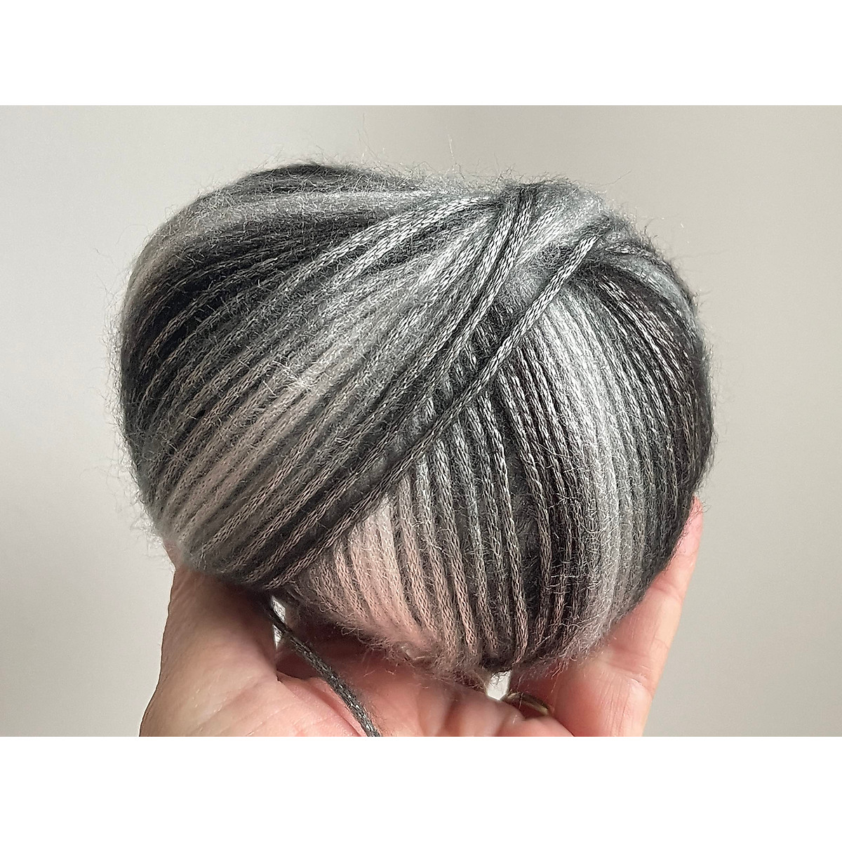 Black, Grey, White Picasso Fuzzy with Subtle Sheen Yarn, Polyester, Acrylic Blend 50 gram 125 Yards