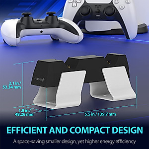 Fosmon Dual 2 Charger Station Compatible with Sony-PS5-Playstation 5 Dualsense Controllers, (Place and Charge) 3 Hours Fast Charging Dock with Intelligent Chip Overcurrent Over-Heating Protection