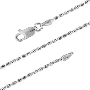 Sterling Silver 1.3mm Diamond-Cut Rope Chain Necklace Solid Italian Nickel-Free, 20 Inch