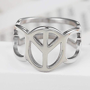Jude Jewelers Stainless Steel World Peace Sign Emblem School Class Cocktail Party Graduation Ring (Silver, 11)