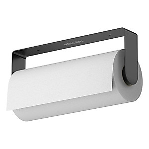 Mbillion Paper Towels Holder Under Cabinet Wall Mount and Self-Adhesive Paper Towel Rack for Kitchen Premium Grade SUS304 Stainless Steel Black