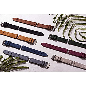 Benchmark Basics Navy Blue 22mm Suede Watch Strap - Vintage Leather Watch Band for Men & Women - Compatible with Regular & Smart Watches