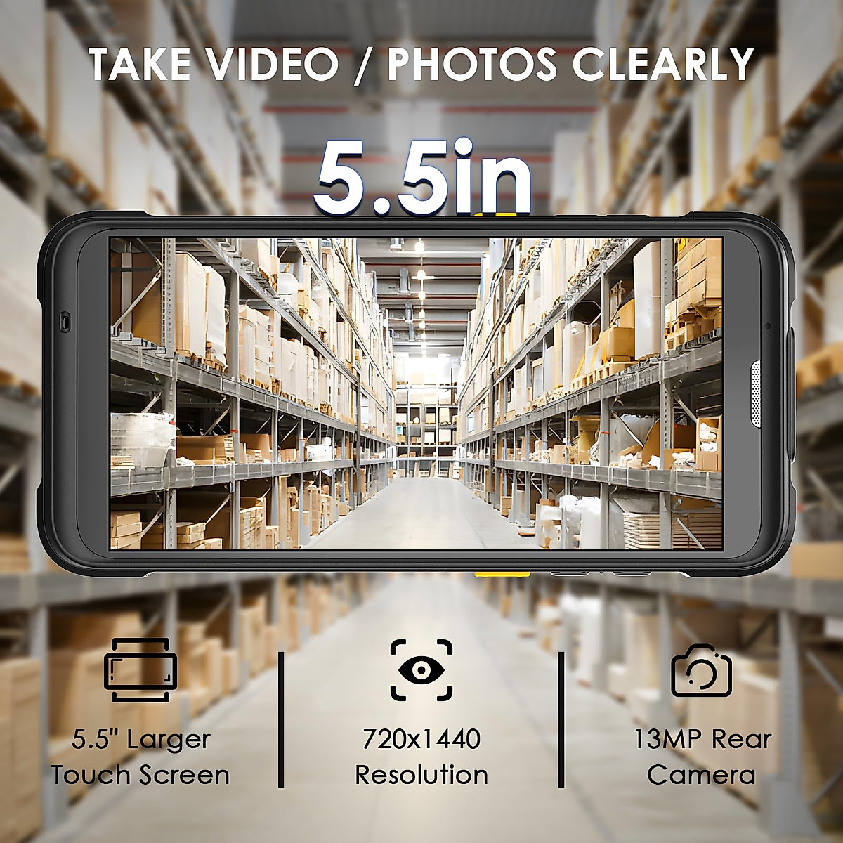 Posunitech Android 13 Barcode Scanner Handheld Mobile Computer 4GB+64GB Rugged Data Terminal PDA with 1D/2D Zebra-SE4710 Reader Bluetooth Wi-Fi 6 NFC 4G for Logistics, Warehouse, Retail