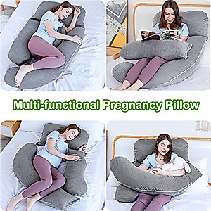 AS AWESLING 60in Pregnancy Pillows for Sleeping | Detachable Maternity Pillow for Pregnant Women | Extra Large Full Body Pillow for Pregnancy (Cool Gray)