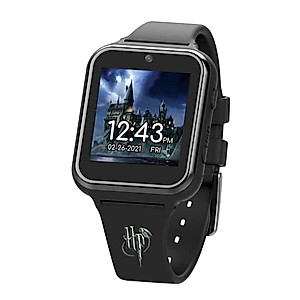 Accutime Kids Harry Potter Educational Learning Touchscreen Black Smart Watch Toy with Black Strap for Girls, Boys, Toddlers - Selfie Cam, Games, Alarm, Calculator, Pedometer (Model: HP4096AZ)