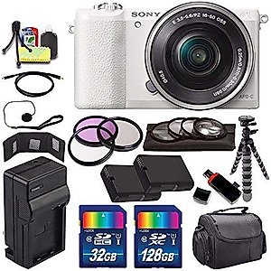 Sony Alpha a5100 Mirrorless Digital Camera with 16-50mm Lens (White) + Battery + Charger + 160GB Bundle 8 - International Version (No Warranty)