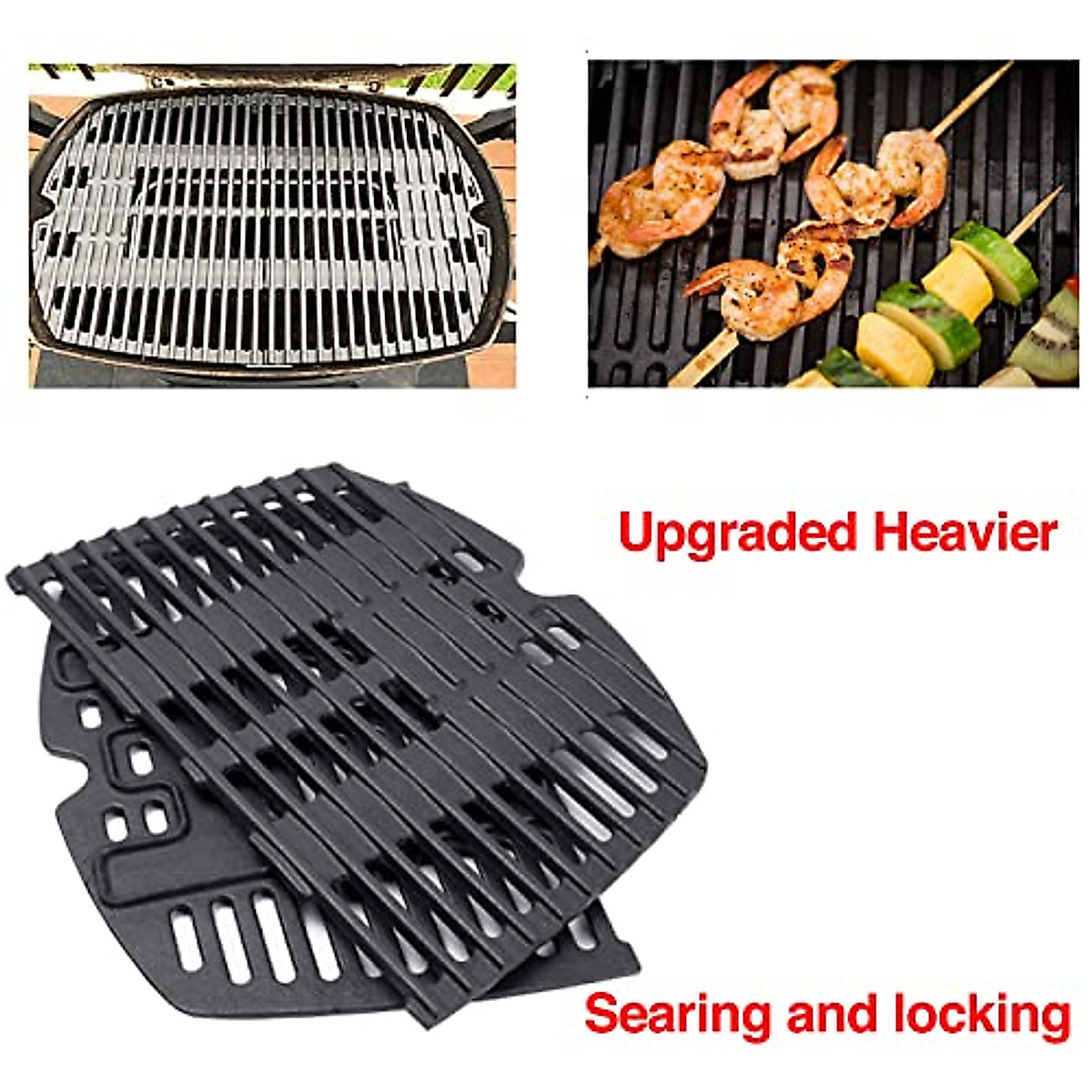 7645 Grate Replacement Parts for Weber Q200 Q220 Q2000 Q2400 Series Grill 396000 396002 53060001 54060001 566002 Accessories 2PCS 65811 Cast Iron Cooking Grid