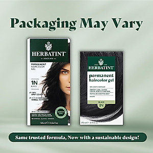Herbatint Permanent Haircolor Gel, 1N Black, Alcohol Free, Vegan, 100% Grey Coverage - 4.56 oz