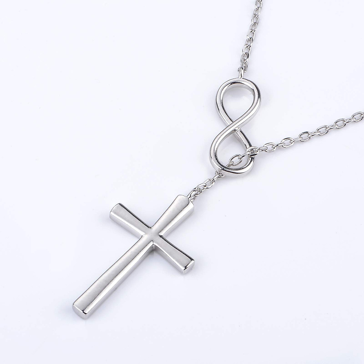 925 Sterling Silver Faith Hope Love Cross Pendant Necklace for Women Christian Birthday Christmas Jewelry Gift (Infinity Cross Necklace)