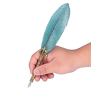 Feather Calligraphy Pen Ink Set with 5 Replacement Nibs, Pen Holder and Ink Box(Without Ink) for Teacher Classmate Gift Calligraphy Pens