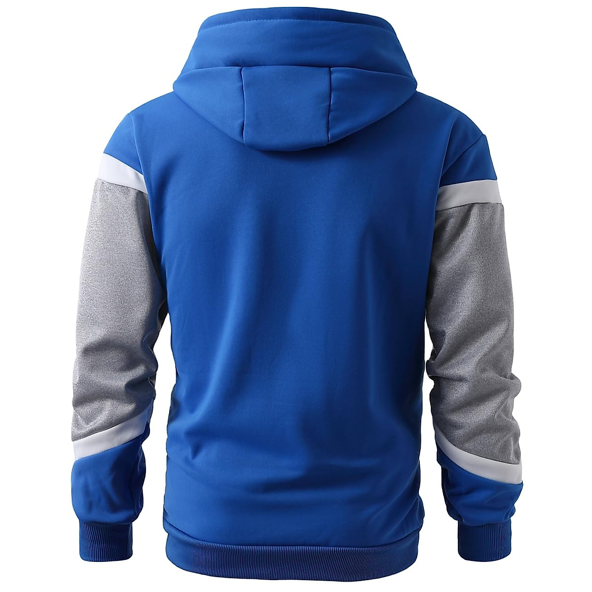 LQHHYLYX Mens Hoodie Multicolor Panel Sweatshirt Fleece Long Sleeve Sports Tops (Medium, Blue)
