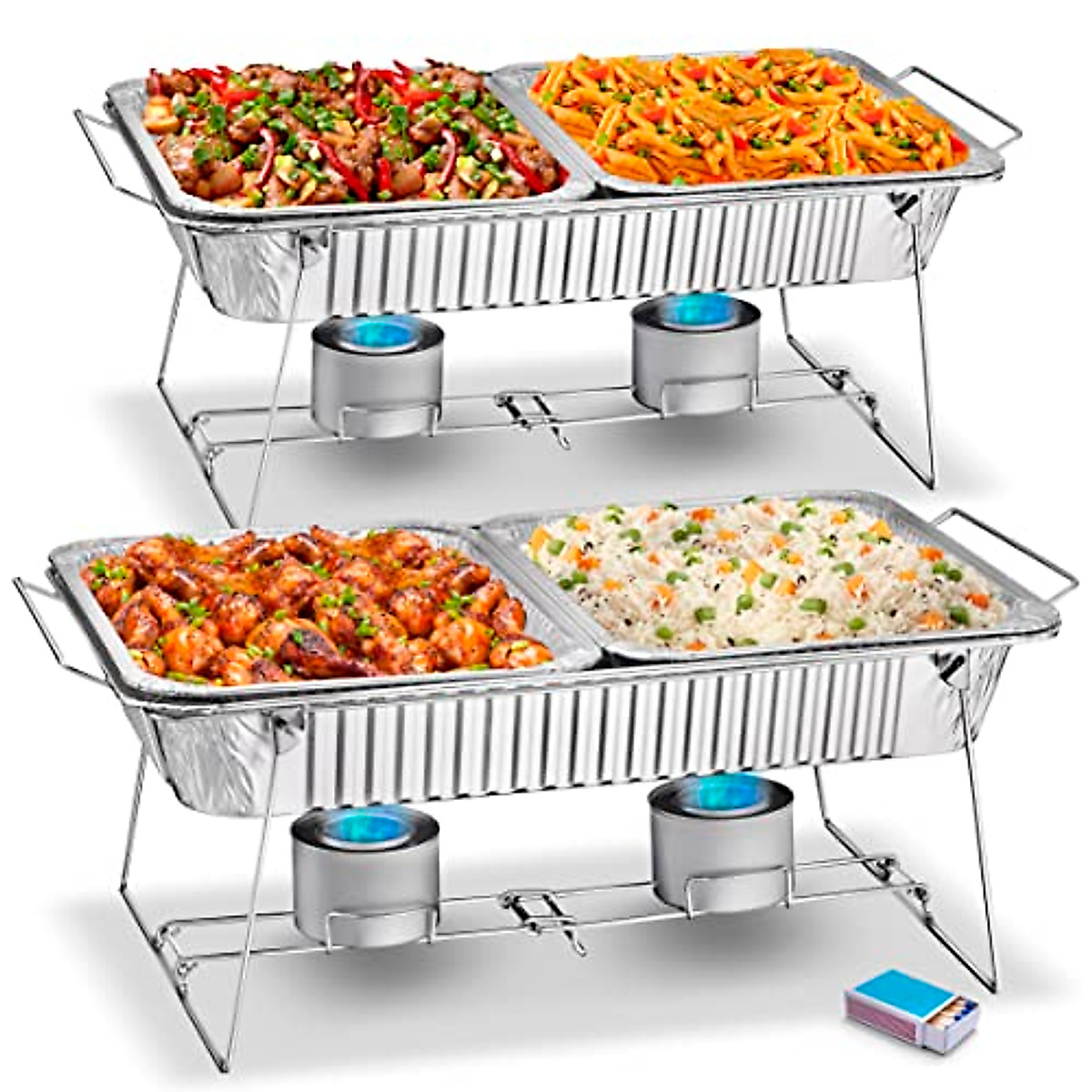 Foldable Chafing Wire Rack Buffet Stand - 6 Pack Full Size Racks For Dish Serving Trays Food Warmer catering supplies for Parties, Occasions, or Events