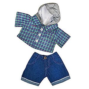 Skater Hoodie with Denim Pants Teddy Bear Outfit (16")