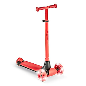 Yvolution Y Glider Kiwi | Three Wheel Kick Scooter for Kids with LED Wheels for Children Age 3+ Years Old(Red 2)