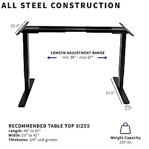 VIVO Electric Stand Up Desk Frame, DIY Workstation, Frame Only, Dual Motor Ergonomic Standing Height Adjustable Base with Memory Controller, Black, DESK-E-200B