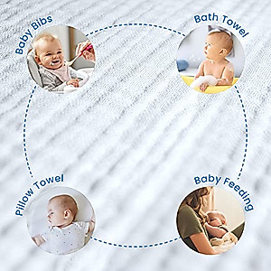 CM SHEEPCOTTON Turkish Muslin Burp Cloths0 Cotton 7 Pack Large 4 Layers Extra Absorbent Soft and Breathable Pre-Washed Feston Stitch Vacuum Packed