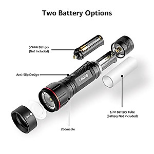 Lepro LED Flashlight with Clip, LE2050 Flashlight High Lumens, 5 Lighting Modes, Zoomable, Waterproof, Lightweight Flash Lights/Flashlights for Emergencies,Camping, Powered by AAA Battery
