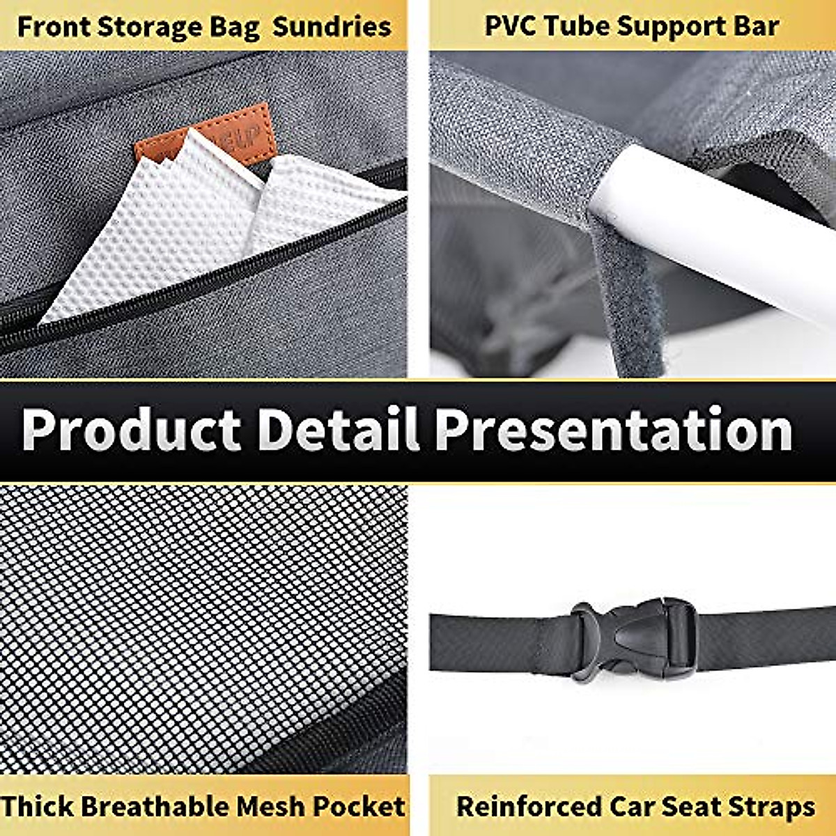 SWIHELP Dog Car Seat Puppy Portable Pet Booster Car Seat with Clip-On Safety Leash and PVC Fram, Anti-Collapse,Perfect for Small Pets