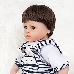 ENADOLL Reborn Baby Doll Realistic Silicone Vinyl Baby 16 inch Weighted Soft Body Lifelike Doll Gift Set for Ages 3+(Zebra Boy)