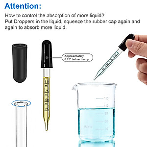Paoeyrb 10Pcs Eye Dropper with Durable Rubber Head, 1ml Glass Dropper, Liquid Droppers for Oils, Eye Droppers for Medicine, Precise Pipette Droppers for Crafts, Essential Oil, Food