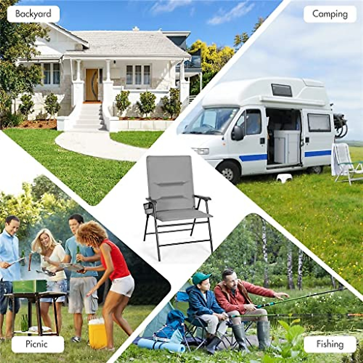 ZHYH Patio upholstered Folding Portable Chair Camping Dining Outdoor Beach Chair