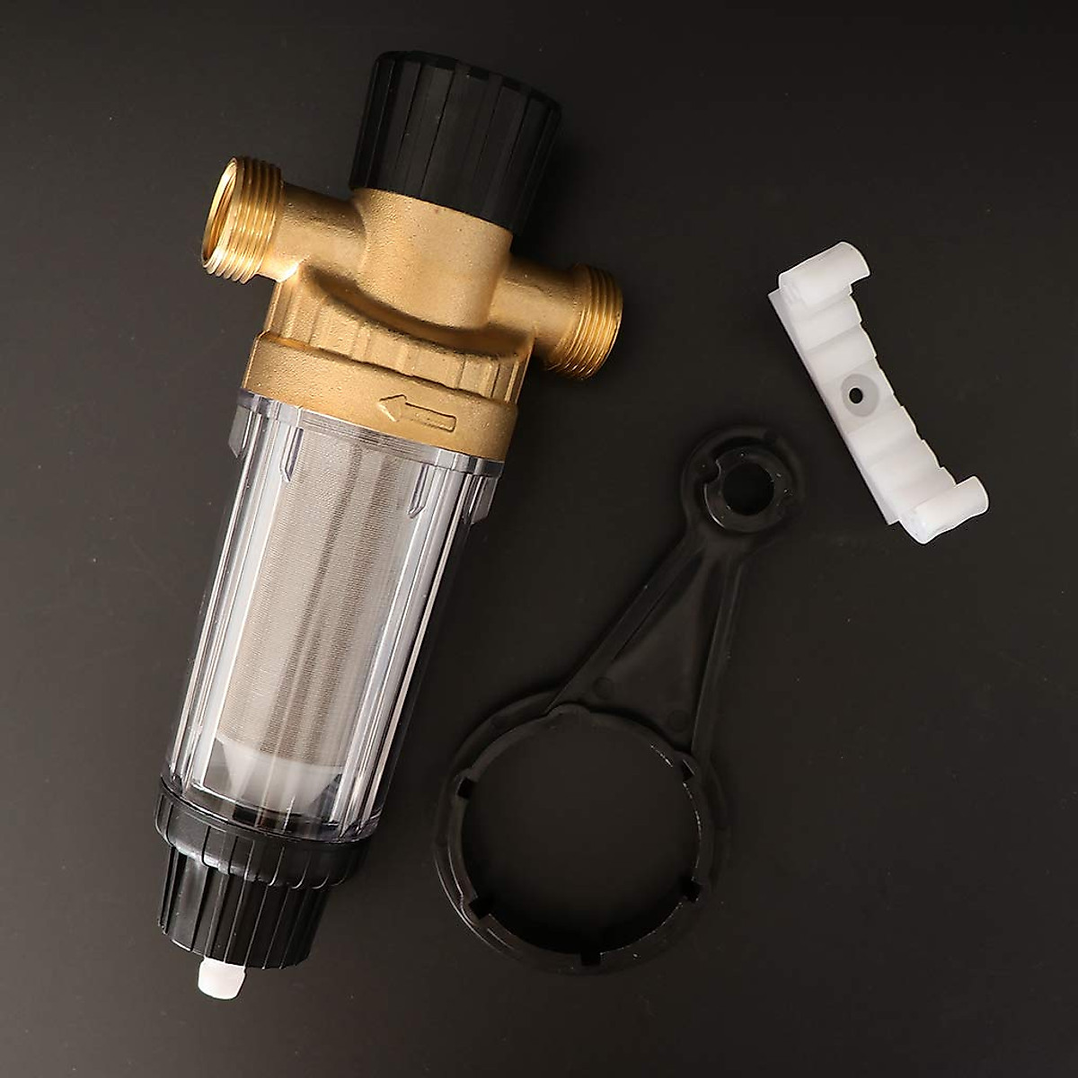 Water Prefilter System, Stainless Steel Brass Whole House Spin Down Pre-Filter to Remove Sediment, Rust, Sand, Well Water Sediment Pipe Filter - 0.75inch