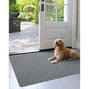 LUMI Large Indoor Door Mat, 36"x59" Non Slip Rubber Backing Entrance Mat, Easy Clean Low Profile Ultra Thin Entryway Mat for Inside House, Patio, Grey