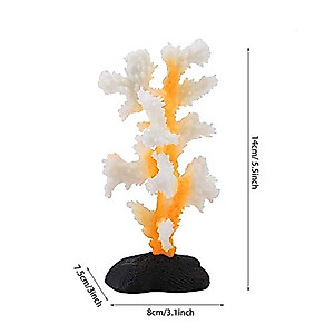 Hffheer Aquarium Artificial Coral, Fish Tank Artificial Coral Simulation Plant Luminous Silicone Coral for Fish Tank Landscape Decoration Aquarium Ornaments(Yellow)