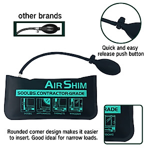 Sufford Air Wedge Bag, Commercial Grade Air Wedge Bag Pump Professional Leveling Kit & Alignment Tool for Cabinet, Appliance, Furniture, 2 Pack Inflatable Lifting Air Wedge Pump Bag, 300 LB Rating