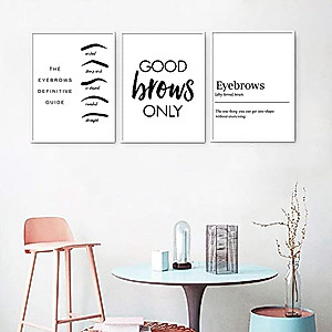 Pennclys Lash Room Wall Art Brow Lash Pictures Wall Decor Lash Quote Canvas Prints Beauty Salon Wall Art Eyelash Eyebrow Artwork Lash Posters Eyelash Pictures for Woman Bedroom 12x16x3 Inch Unframed