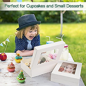 LotFancy Cupcake Boxes 12 Count, 8 Pack, Dozen Cupcake Containers with Window and Inserts, White Bakery Boxes, Disposable Pastry Carrier Holders for Cookies, Treats, Dessert, Muffins