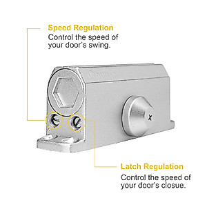 Door Closer - Adjustable Automatic and noiseless Door Closer, Suitable for Residential and Commercial Doors - Easy to Install, Screw Fittings, Instructions and Video provided.