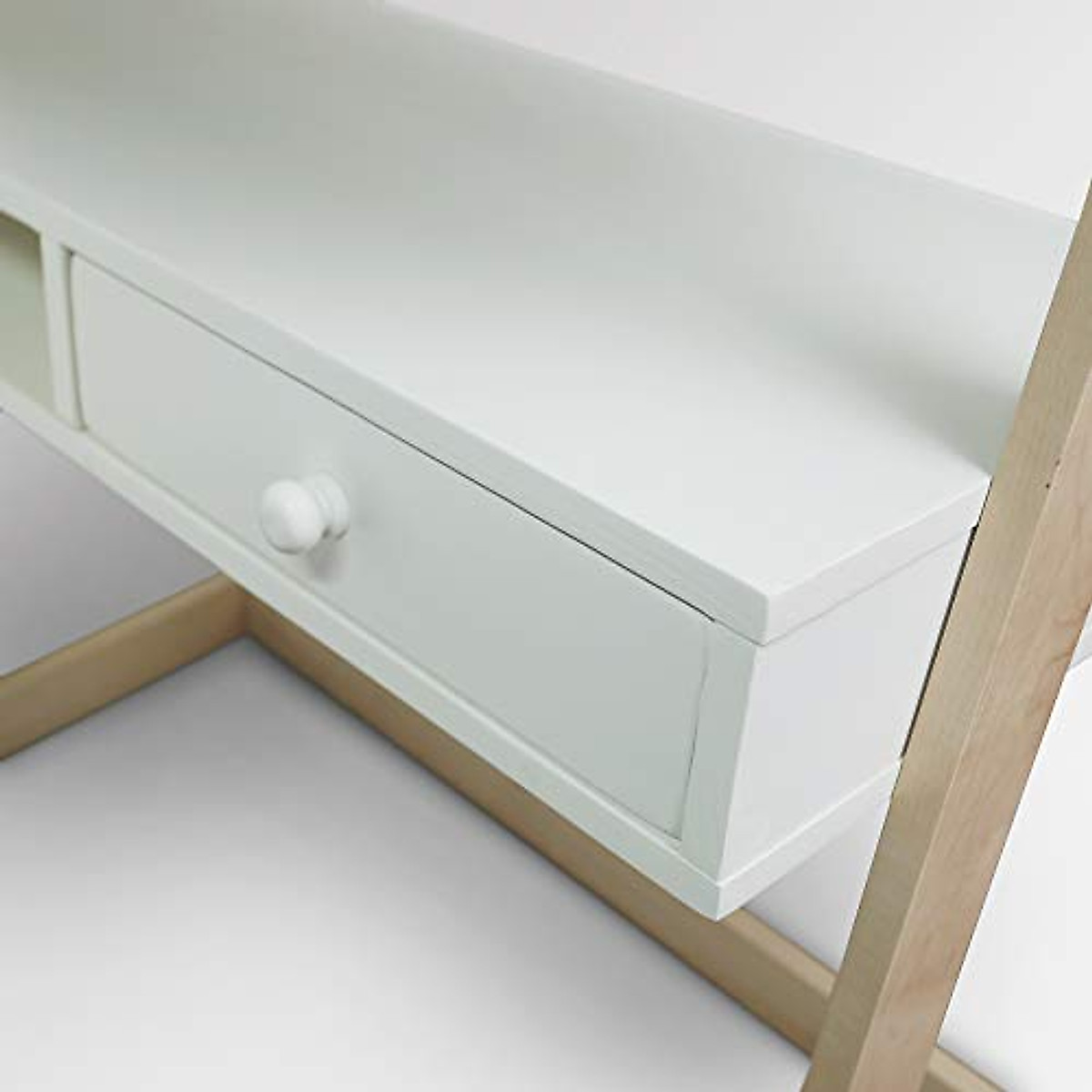 American Trails Freestanding Drawer, Solid American Maple Frame Ladder Desk, Natural Maple&White (New)