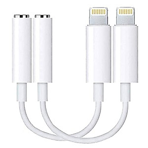 2 Pack [Apple MFi Certified] for iPhone 3.5mm Headphones Adapter, Lightning to 3.5 mm Headphone/Earphone Jack Audio Aux Adapter Dongle for iPhone 13 12 11 XS XR X 8 7 6 iPad, Support iOS 15 and More