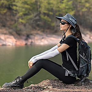 NPJY Ponytail Sun Hat Womens Men 3” Wide Brim UPF 50+ Fishing Beach Bucket Hats Grey