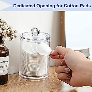 Wellinc 3 Pack Cotton Swab Dispenser, 8/10/10 Oz Qtip Holder Dispenser Set, Storage Organizer Holder Canister Apothecary Jars with Lid for Cotton Rounds, Bath Salts, Makeup Sponges, Hair Accessories