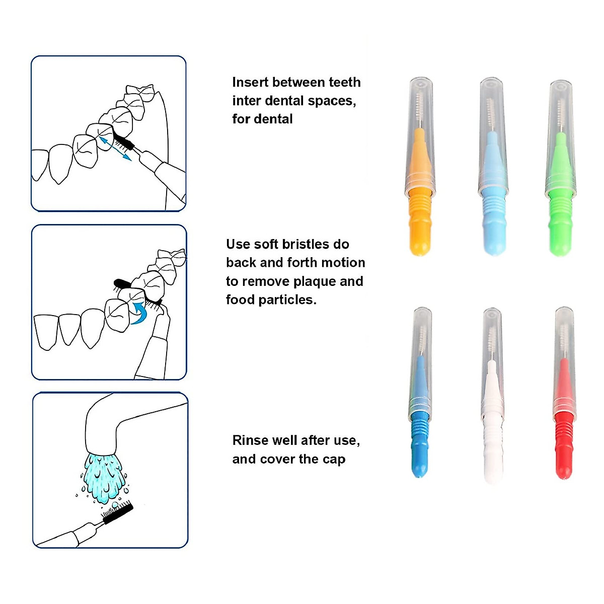 Interdental Brushes, Dental Tooth Flossing Head, Toothpicks Dental Floss Stick Teeth Braces Brush Tooth Cleaning Tools 42 Pcs