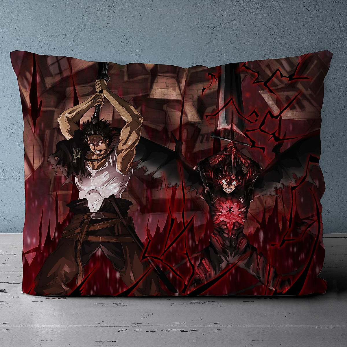 MARRKT Dark Clover Asta Anime Duvet Cover Set, 100% Microfiber Bedding Sets, 3 Pieces Ultra Soft Skin-Friendly Comforter Cover Set (1 DuvetCover+2 Pillowcase) (08,Full 80x90inch)