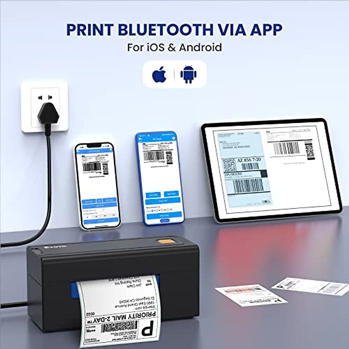 Eyoyo Bluetooth Thermal Label Printer Wireless Shipping Label Printer,4x6 Label Printer,Suit for Small Business & Package, USPS, Etsy, Amazon, Compatible with iPhone, Windows, Android