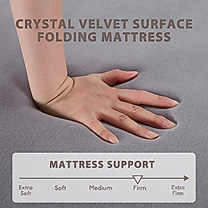 BDEUS Velvet Folding Mattress Folding Sofa 4" Breathable High-Density Foam Mattress Topper, Portable Guest Bed with Removable&Washable Cover