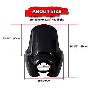 FATECIM Headlight Fairing Cover with 15'' Darker Smoke Windshield Fits For Harley Dyna FXDXT T-Sport (Darker Smoke)