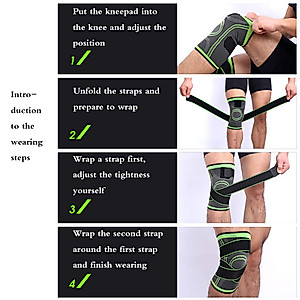 1Pair Knee Brace,Compression Support Knee Sleeve with Adjustable Strap Knee Pad for Pain Relief, Meniscus Tear, Arthritis, ACL, MCL,Suit for Running, Cycling, Tennis, Golf and Basketball (black, L)