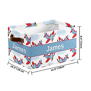 Deven Airplanes Cute Personalized Large Storage Baskets for Organizing Shelves with Handle,Closet Decorative Storage Bins for Toy, Bathroom,Nursery,Home 1 Pack