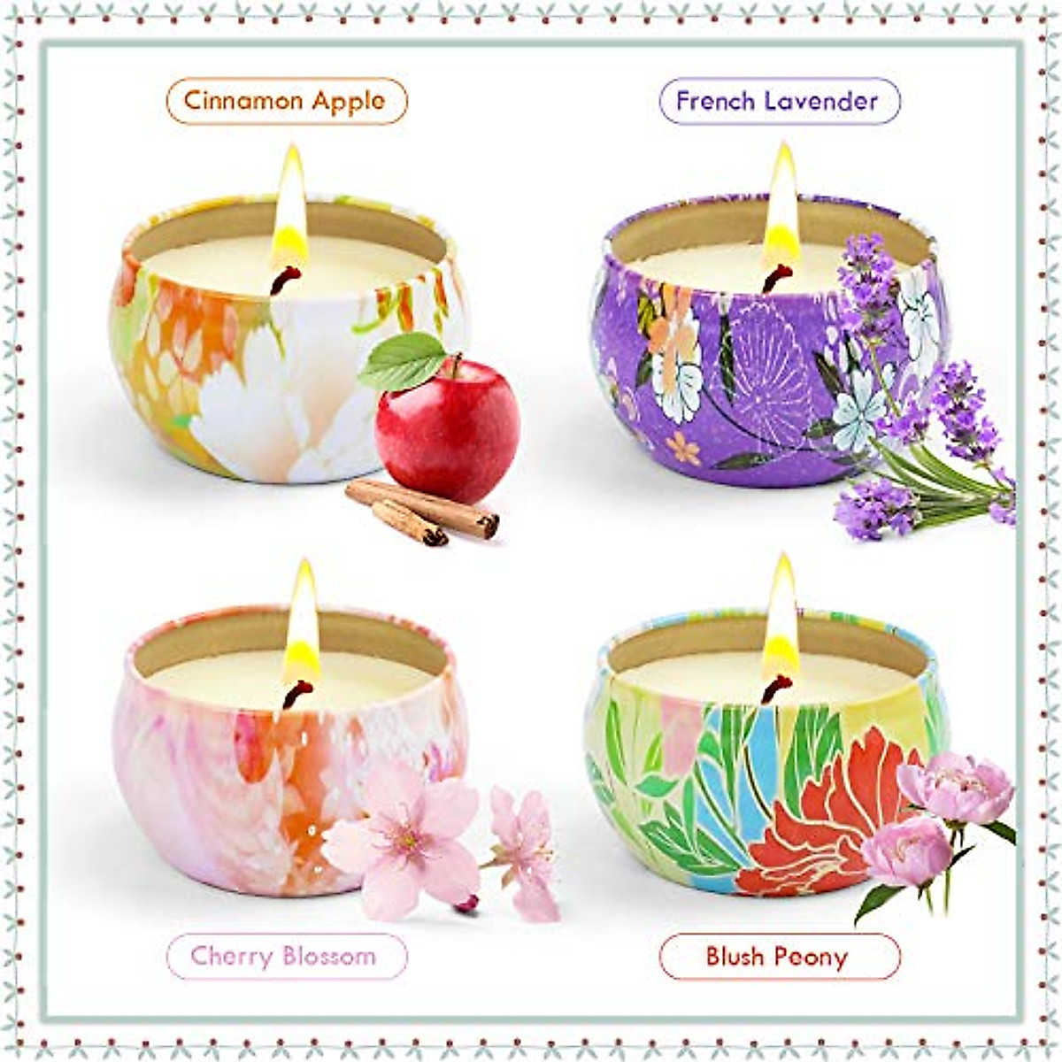 LA BELLEFÉE Scented Candles, Natural Soy Candles for Home Scented, Gifts for Mom Candles Gifts for Women, Spa, Yoga, Lavender, Blush Peony, Cinnamon Apple, Velvet Rose