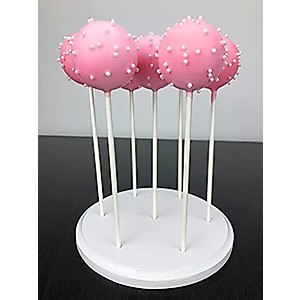 NANGOPOP 2 Pack Cake Pop Stand - 7 Hole Wood Lollipop Holder Display Round Candy or Sucker Stand for Wedding, Birthday Party, White